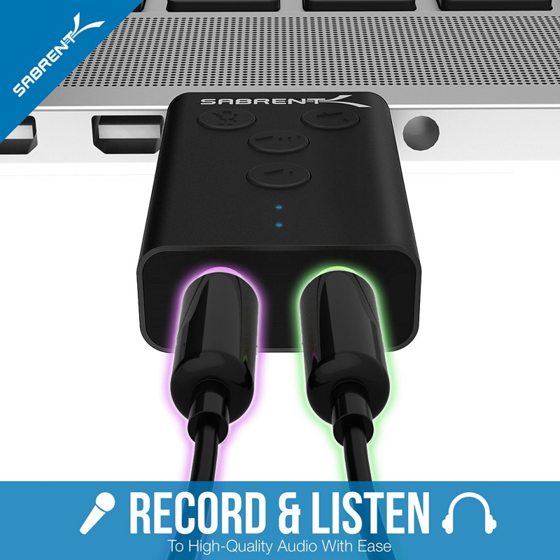 Sabrent AU-DDAB Aluminum USB External 3D Stereo Sound Adapter [Black]