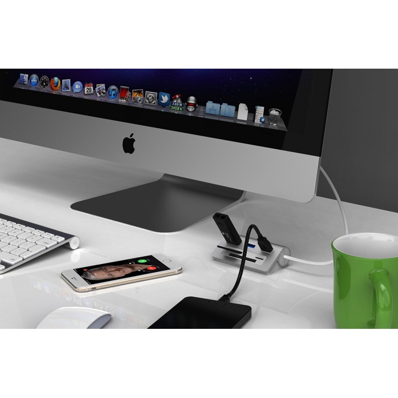 Sabrent HB-MACR MAC & PC 3 Port USB 3.0 Hub w/ CF/SD/MicroSD Reader