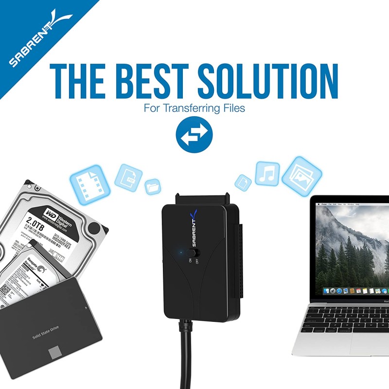 Sabrent USB-DS12 USB 3.0 TO SSD SATA IDE 2.5" 3.5" 5.25" HDD Converter